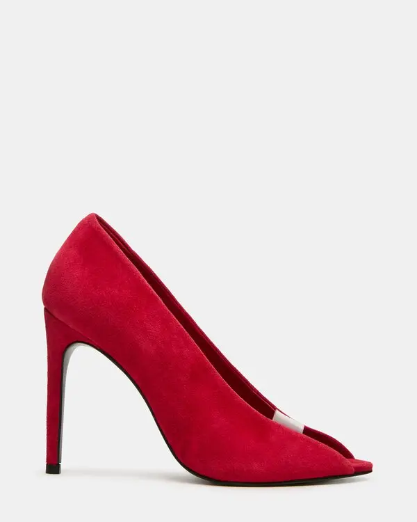 Steve Madden Santino Peep Toe Stiletto Heels - Red Suede
