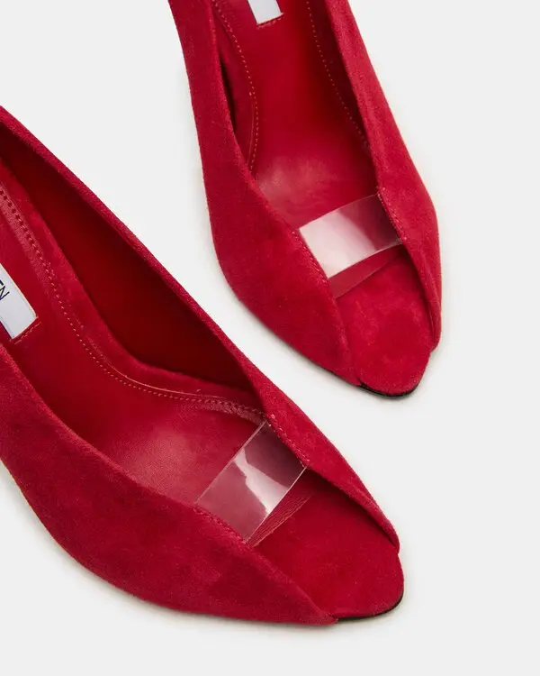 Steve Madden Santino Peep Toe Stiletto Heels - Red Suede