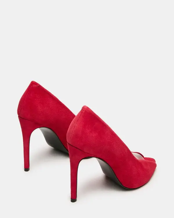 Steve Madden Santino Peep Toe Stiletto Heels - Red Suede