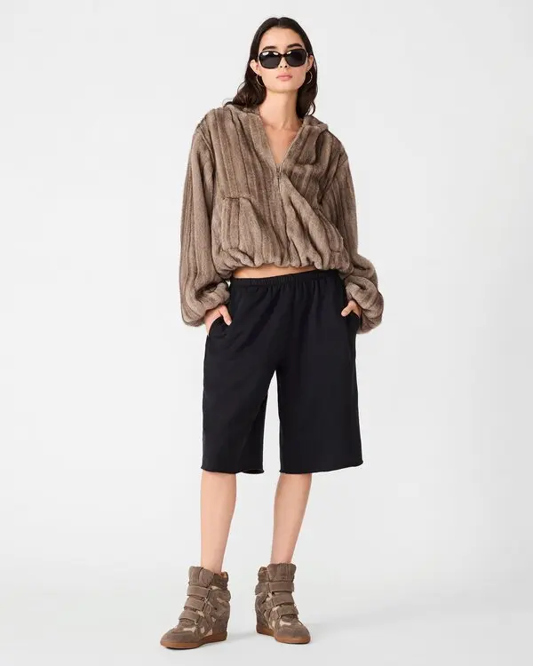 Steve Madden Mavis Jacket Long Sleeve Faux Fur Jackets & Coats