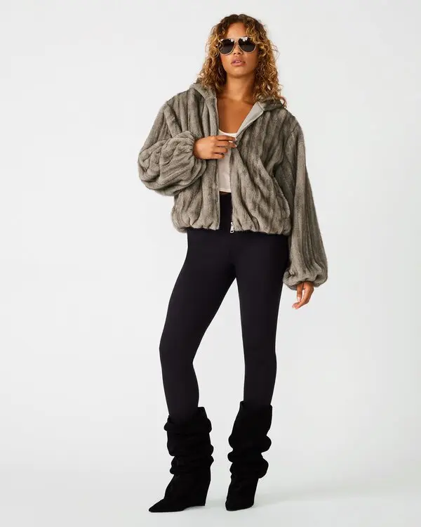 Steve Madden Mavis Jacket Long Sleeve Faux Fur Jackets & Coats