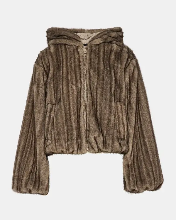 Steve Madden Mavis Jacket Long Sleeve Faux Fur Jackets & Coats