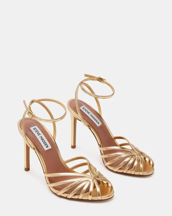 Steve Madden Mizuna Strappy Stiletto Heels - Gold
