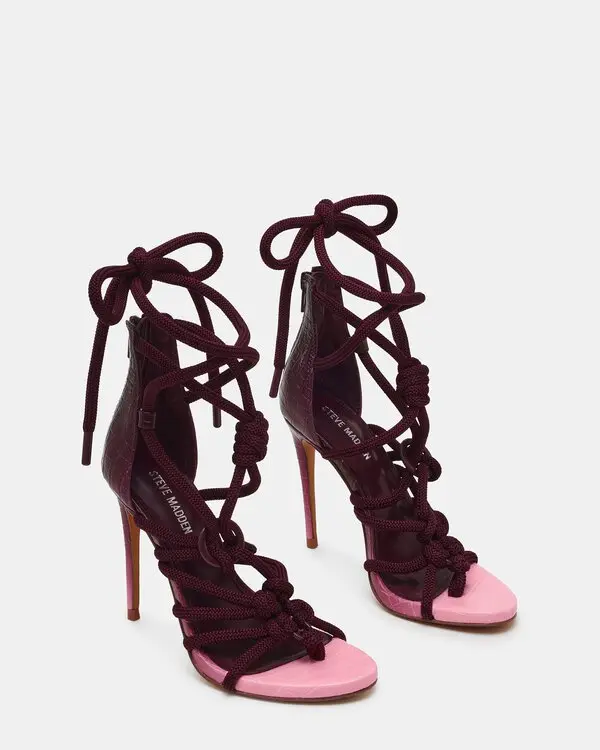 Steve Madden Catnyss Thong Heels With Rope Detailing - Pink Multi