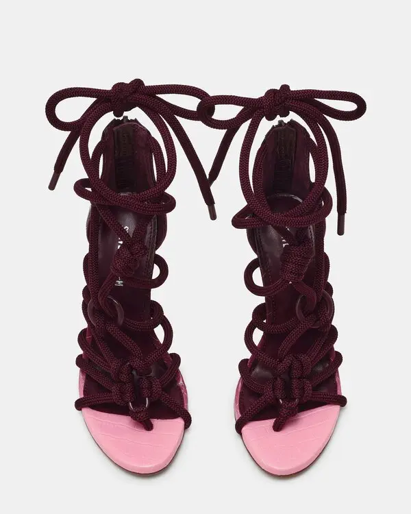 Steve Madden Catnyss Thong Heels With Rope Detailing - Pink Multi