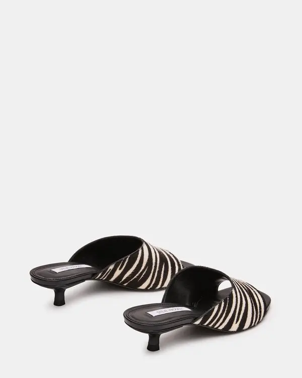 Steve Madden Trina Mule Heels With Square Toe And Kitten Heel - Zebra