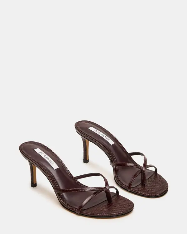 Steve Madden Clari Dark Cherry Leather Thong Heels