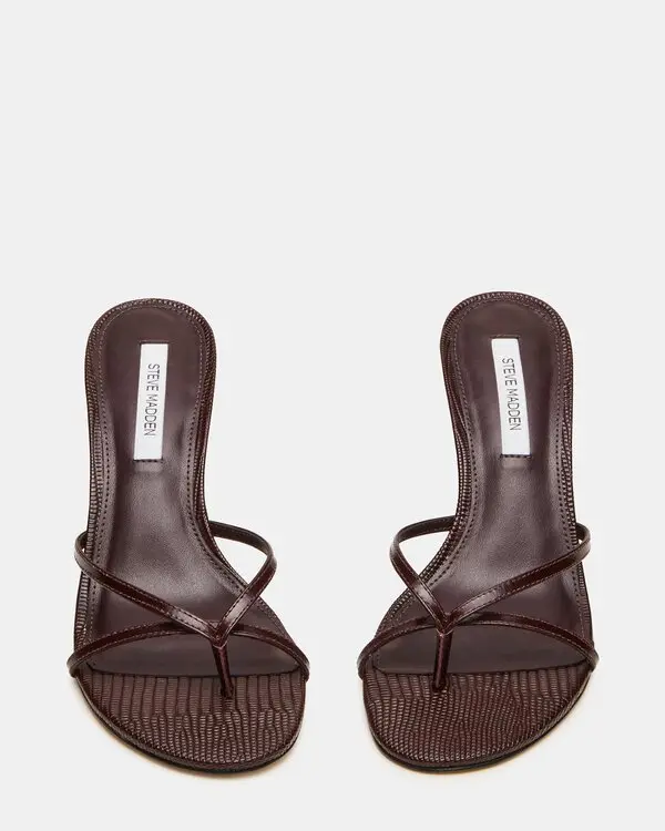 Steve Madden Clari Dark Cherry Leather Thong Heels