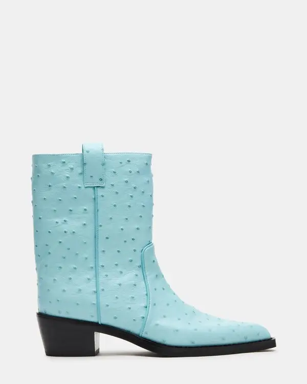 Steve Madden Vinny Ostrich Block Heel Booties