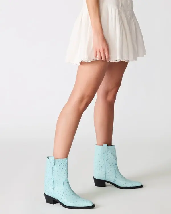 Steve Madden Vinny Ostrich Block Heel Booties