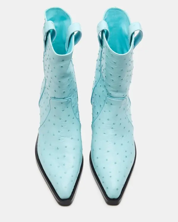 Steve Madden Vinny Ostrich Block Heel Booties