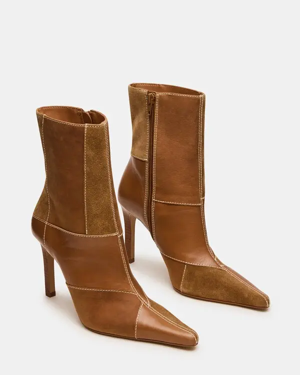 Steve Madden Trial Vintage Tan Patchwork Ankle Booties