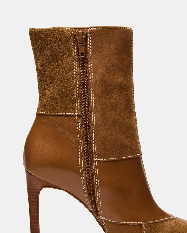 Steve Madden Trial Vintage Tan Patchwork Ankle Booties