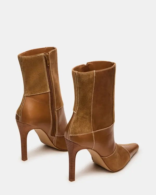Steve Madden Trial Vintage Tan Patchwork Ankle Booties