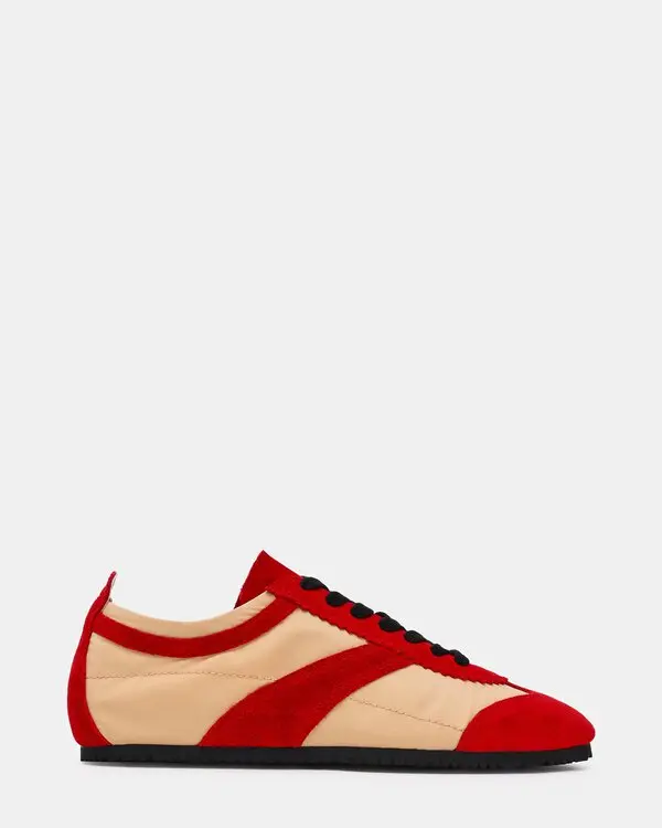 Steve Madden Jaye Bone/red Lace-up Sneakers