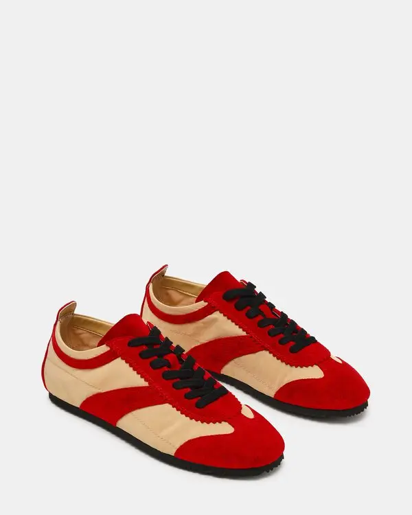 Steve Madden Jaye Bone/red Lace-up Sneakers