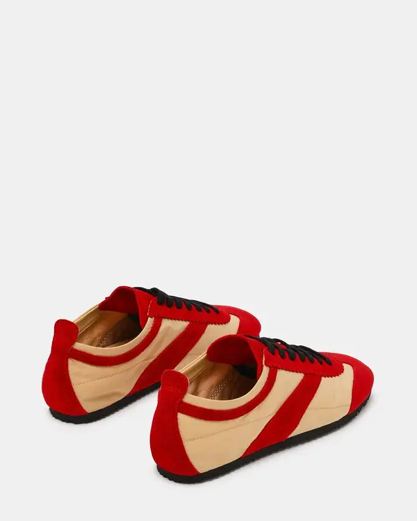 Steve Madden Jaye Bone/red Lace-up Sneakers