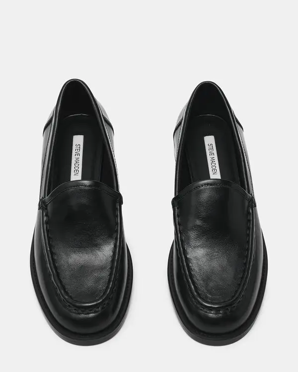 Steve Madden Drayce Leather Loafers - Black