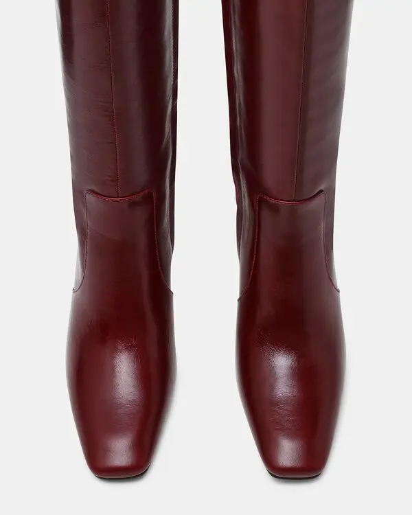 Steve Madden Lovelies Dark Cherry Leather Block Heel Boots