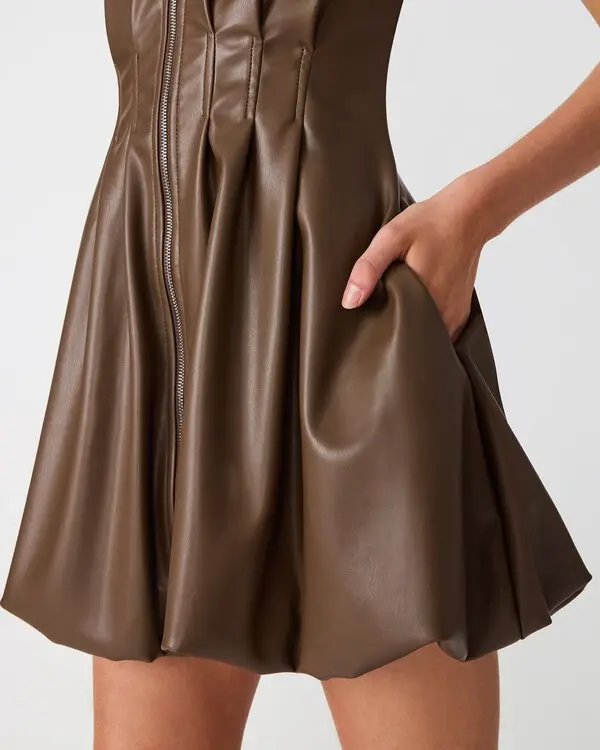 Steve Madden Dyanne Faux Leather Zip-front Mini Dress - Coco