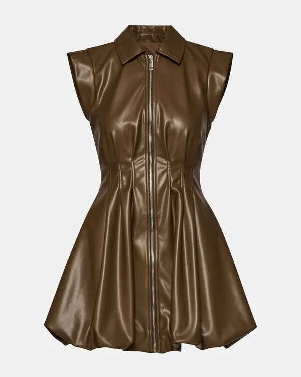Steve Madden Dyanne Faux Leather Zip-front Mini Dress - Coco