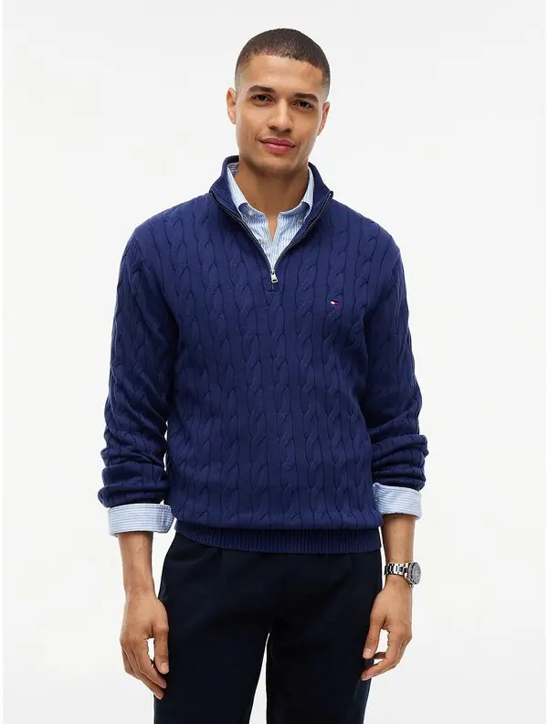 Tommy Hilfiger Cable Knit Quarter-zip Sweater