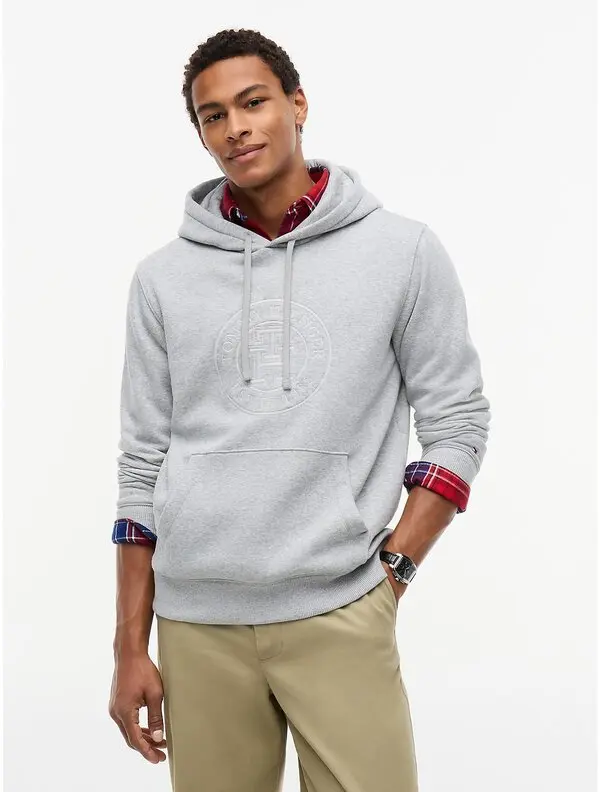 Tommy Hilfiger Embroidered Circle Logo Hoodie - Grey