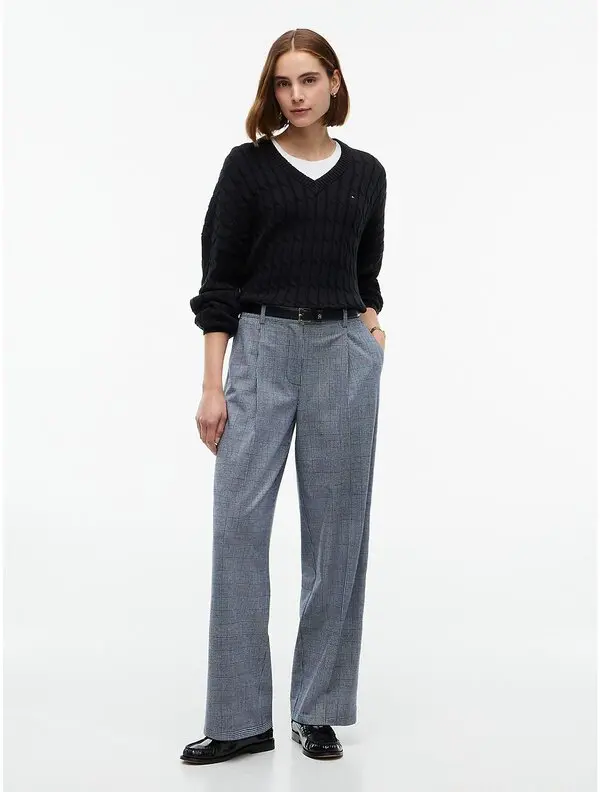 Tommy Hilfiger Glen Plaid Wide Leg Stretch Pant