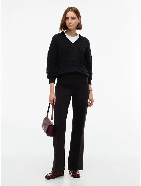 Tommy Hilfiger Flared Cropped Ponte Pull-on Pant