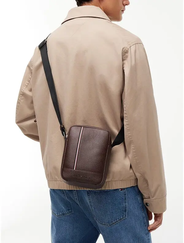 Tommy Hilfiger Signature Stripe Mini Reporter Bag - Coffee Bean