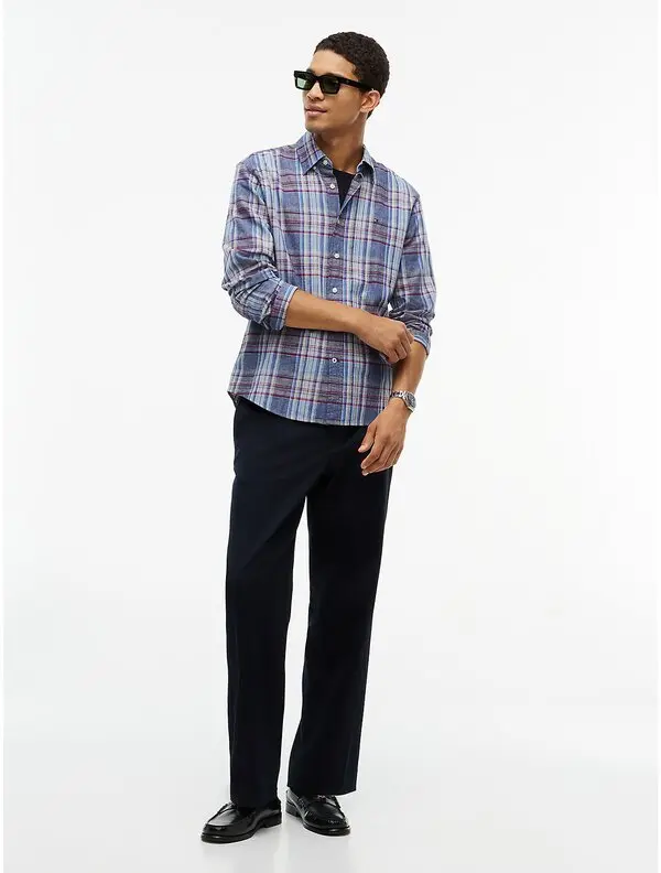Tommy Hilfiger Regular Fit Plaid Linen-blend Shirt