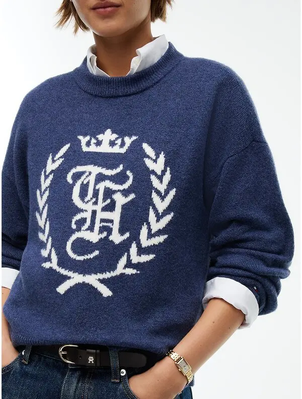 Tommy Hilfiger Intarsia Laurel Leaf Logo Sweater