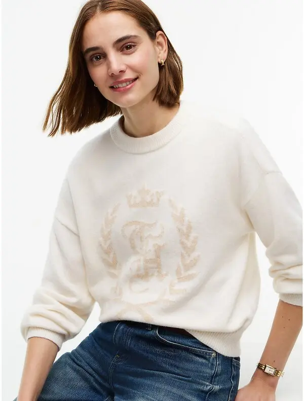 Tommy Hilfiger Intarsia Laurel Leaf Logo Sweater