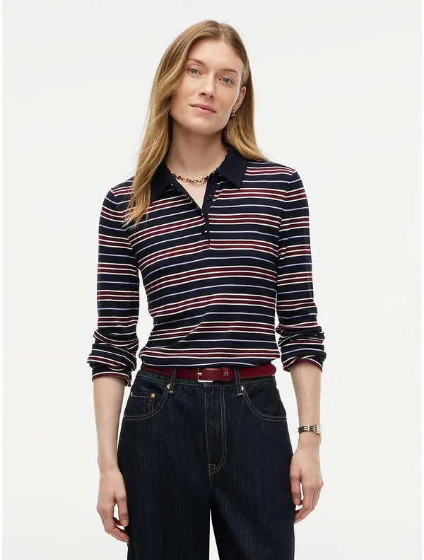 Tommy Hilfiger Slim Fit Striped Rib-knit Polo - Navy Blue Multi