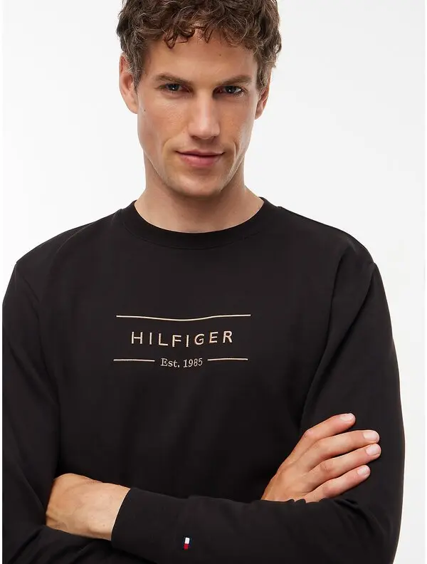 Tommy Hilfiger Embroidered Techno Knit Sweatshirt - Black
