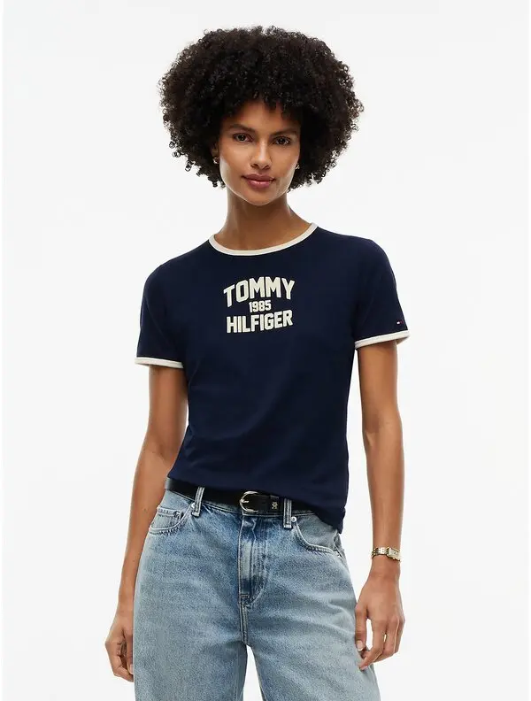 Tommy Hilfiger Varsity Logo Ringer T-shirt - Navy