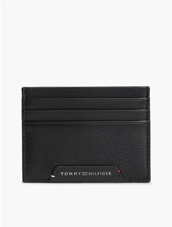 Tommy Hilfiger Pebbled Leather Card Holder - Black