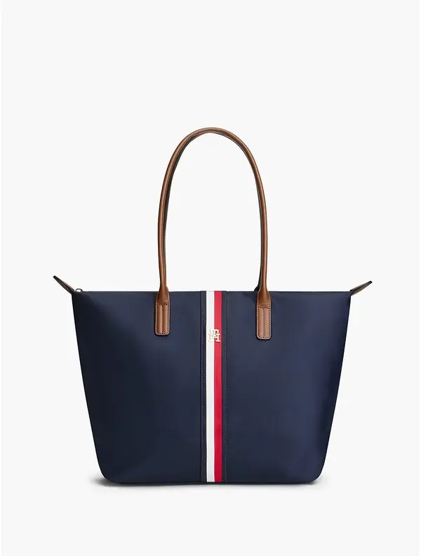 Tommy Hilfiger Monogram Signature Stripe Tote Bag - Space Blue
