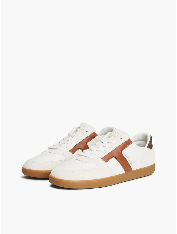 Tommy Hilfiger Tribeca Leather & Suede Skater Sneaker - Ecru