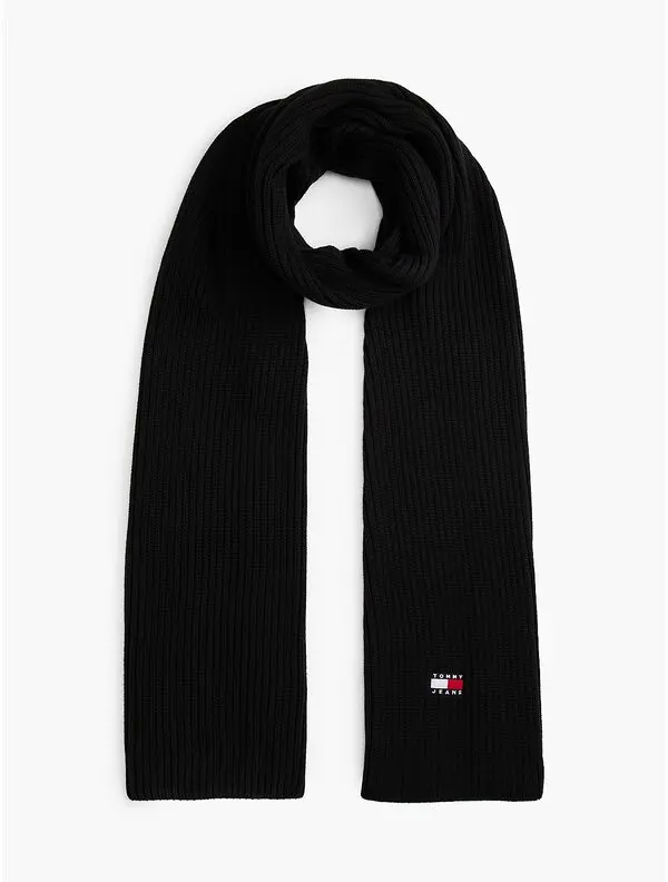 Tommy Hilfiger Rib-knit Badge Scarf - Black