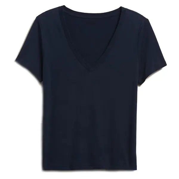 EARTH BODY Theory Drop V-neck Modal Tee In Black