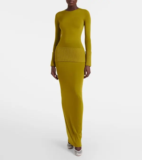 Alaïa Knitted Wool Maxi Dress