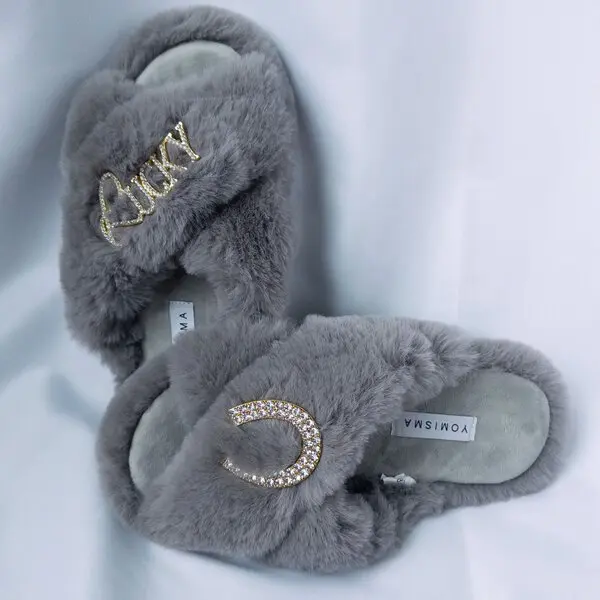 YOMISMA Eco Faux Fur Slippers - Grey