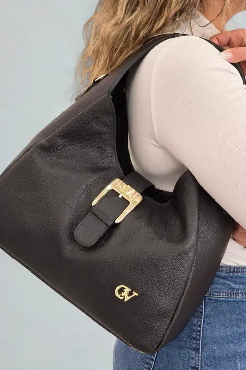 CAVALINHO Signature Cv Leather Shoulder Bag 634 - Black