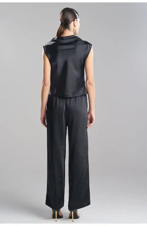 Natori Luxe Satin Drape Neck Top