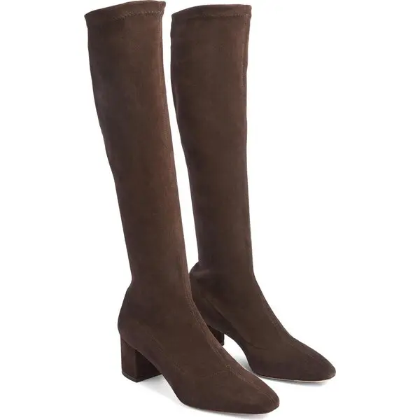 LK BENNETT Eldon Knee-high Suede Boots - Dark Chocolate