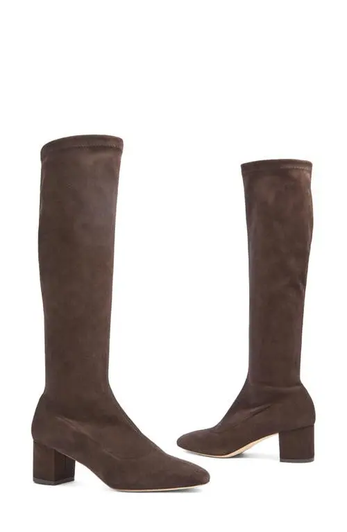 LK BENNETT Eldon Knee-high Suede Boots - Dark Chocolate