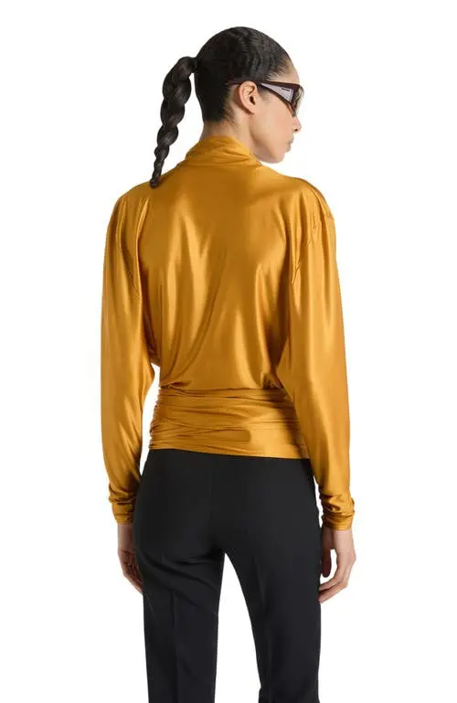 Balmain Flowy Jersey Tie-front Blouse