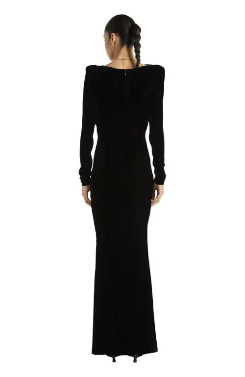 Balmain Long Velvet And Lace Gown