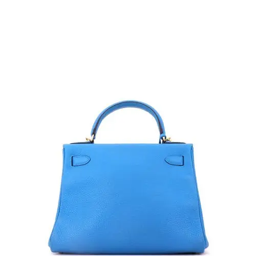 Hermès Kelly Handbag Togo With Gold Hardware 28 - Blue